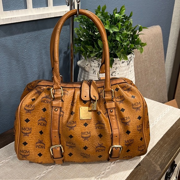 MCM | Bags | Lowstart Mcm Cognac Visetos Shoulder Bag With Lock No Key ...